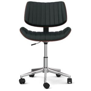 SIMPLIHOME Chambers Swivel Adjustable Executive Computer Office Chair in Distressed Black Faux Leather, for the Office and Study, Contemporary