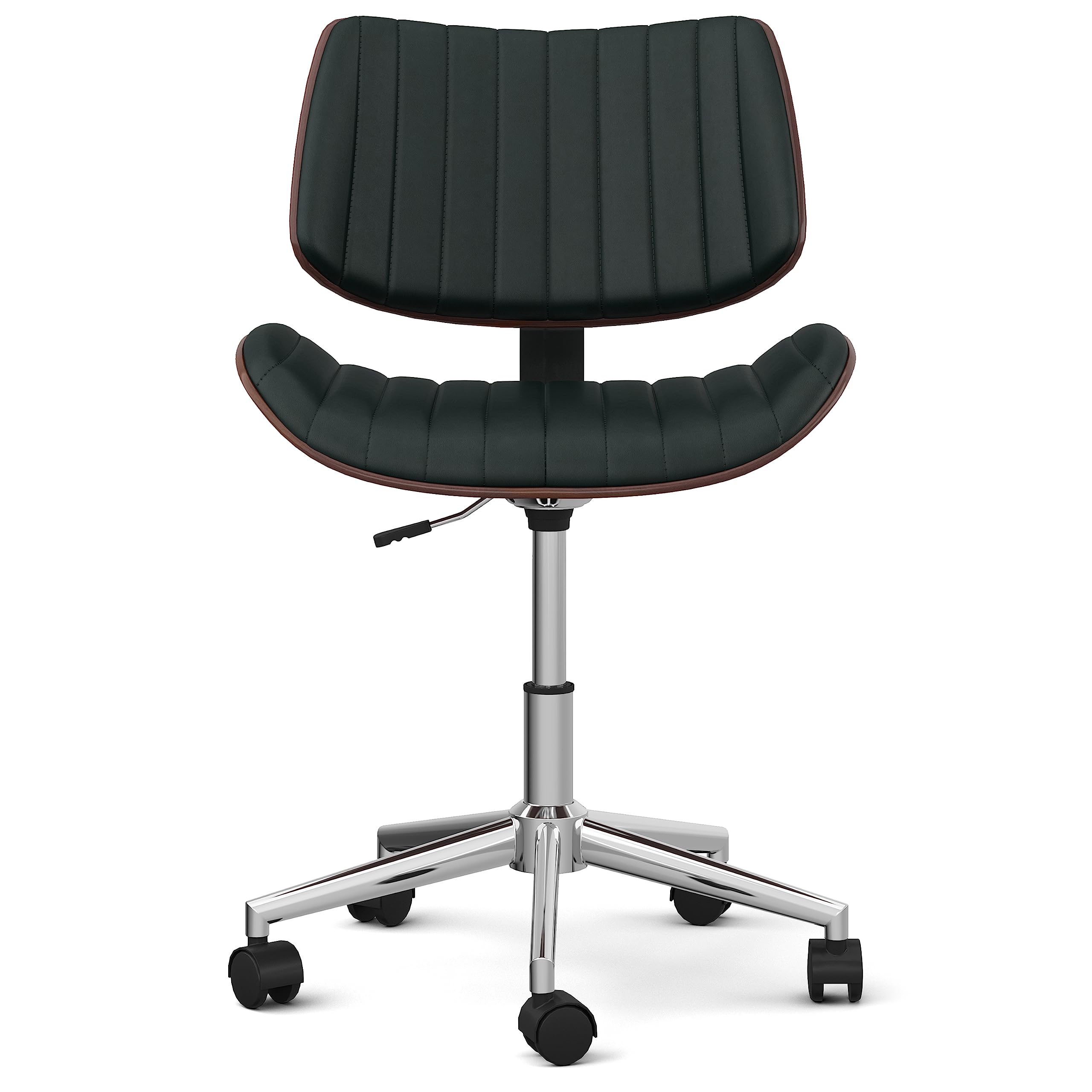 SIMPLIHOME Chambers Swivel Adjustable Executive Computer Office Chair in Distressed Black Faux Leather, for the Office and Study, Contemporary