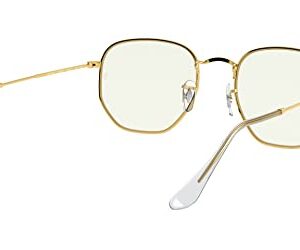 Ray-Ban RB3548 Hexagonal Glasses, Legend Gold/Clear Blue Light Filtering, 51 mm