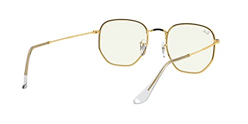 Ray-Ban RB3548 Hexagonal Glasses, Legend Gold/Clear Blue Light Filtering, 51 mm