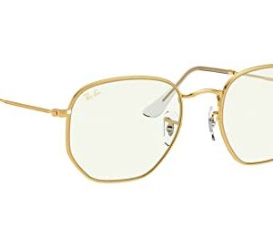 Ray-Ban RB3548 Hexagonal Glasses, Legend Gold/Clear Blue Light Filtering, 51 mm