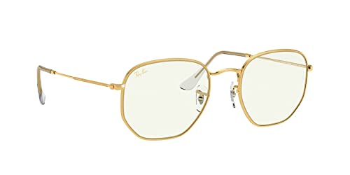 Ray-Ban RB3548 Hexagonal Glasses, Legend Gold/Clear Blue Light Filtering, 51 mm