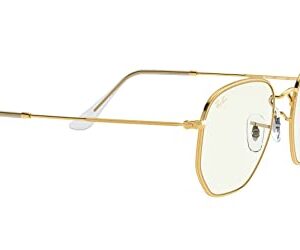 Ray-Ban RB3548 Hexagonal Glasses, Legend Gold/Clear Blue Light Filtering, 51 mm