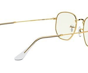 Ray-Ban RB3548 Hexagonal Glasses, Legend Gold/Clear Blue Light Filtering, 51 mm