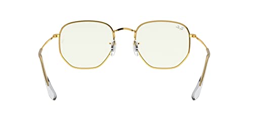 Ray-Ban RB3548 Hexagonal Glasses, Legend Gold/Clear Blue Light Filtering, 51 mm