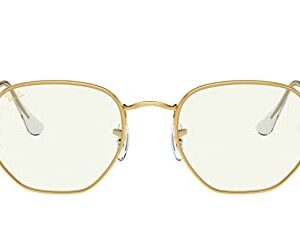 Ray-Ban RB3548 Hexagonal Glasses, Legend Gold/Clear Blue Light Filtering, 51 mm