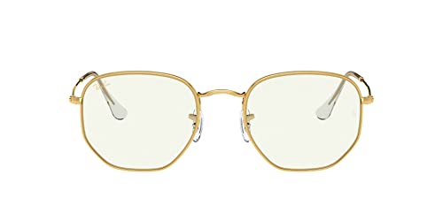 Ray-Ban RB3548 Hexagonal Glasses, Legend Gold/Clear Blue Light Filtering, 51 mm