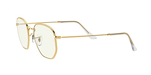 Ray-Ban RB3548 Hexagonal Glasses, Legend Gold/Clear Blue Light Filtering, 51 mm