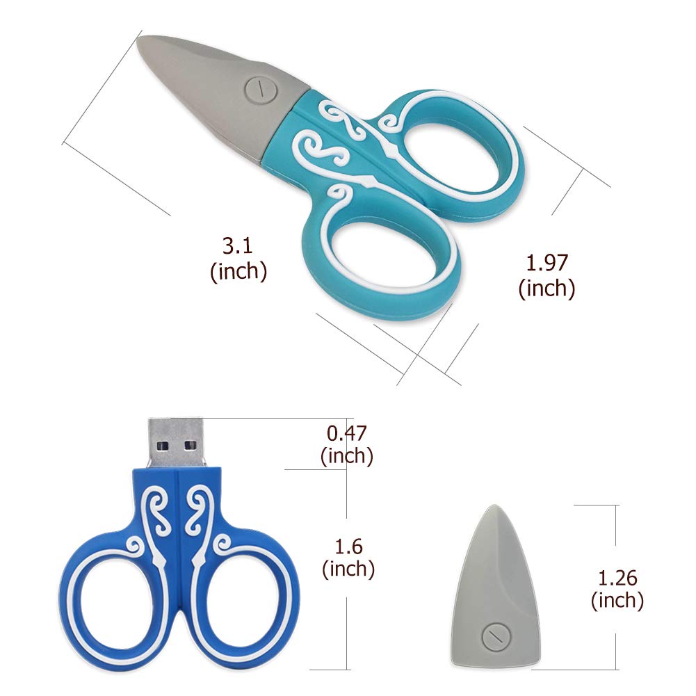 LEIZHAN Cute USB Flash Drive 32GB, 3 Pack Scissors Design Computer Memory Stick USB 2.0 Pendrive for Teachers, Students, Family and Friends