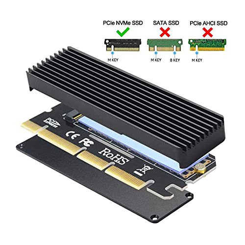 USECL M.2 NVME Adapter with Heat Sink, NVME M.2 SSD to PCI-e x4/x8/x16 Converter Card, Support 2230 2242 2260 2280, Compatible for Windows XP 7 8 10