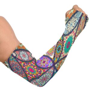 wellday boho mandala gardening sleeves with thumb hole farm sun protection arm sleeves for women men