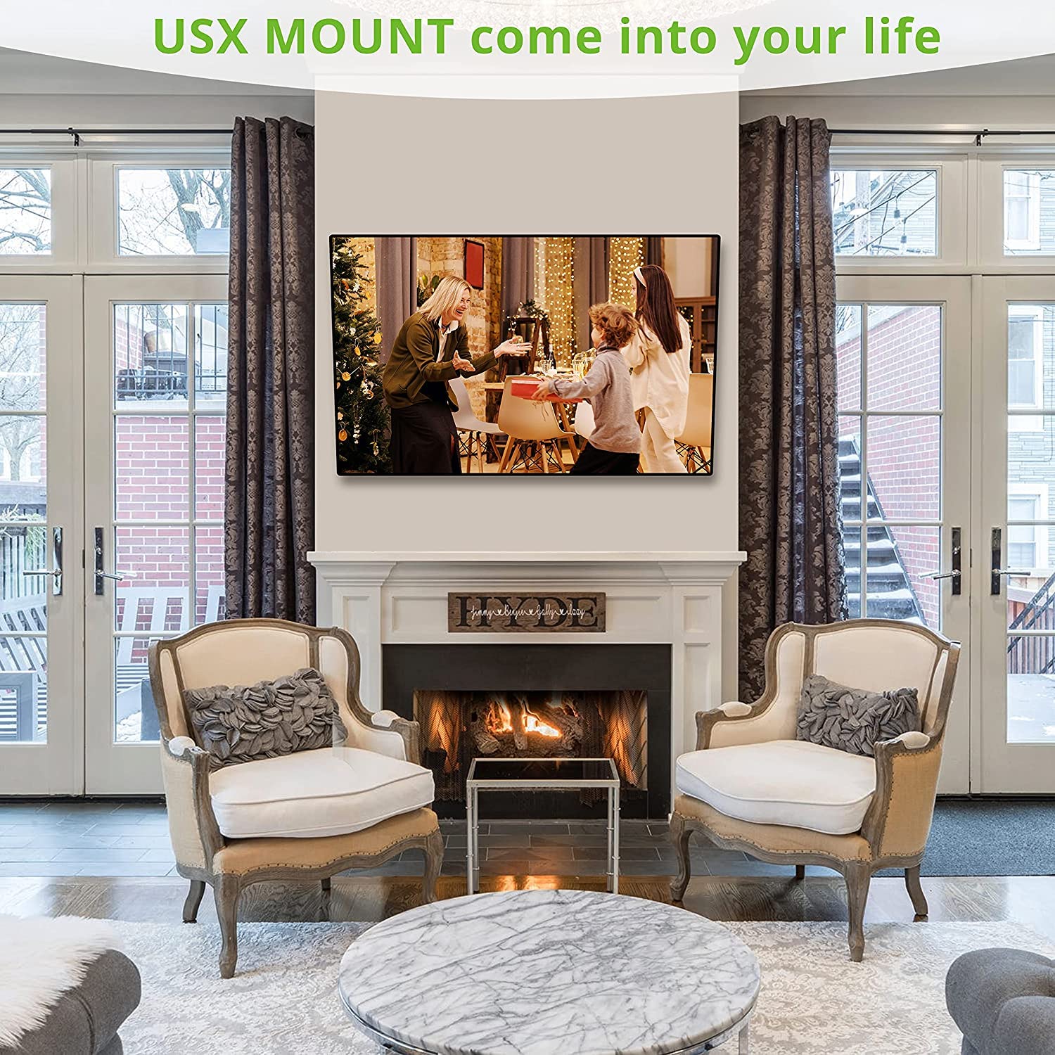 USX MOUNT Full Motion TV Wall Mount for 42-90 inch TV, Wall Mount TV Bracket with Articulating Swivel Tilt, Hold TV up to 150lbs, Max VESA 600x400mm