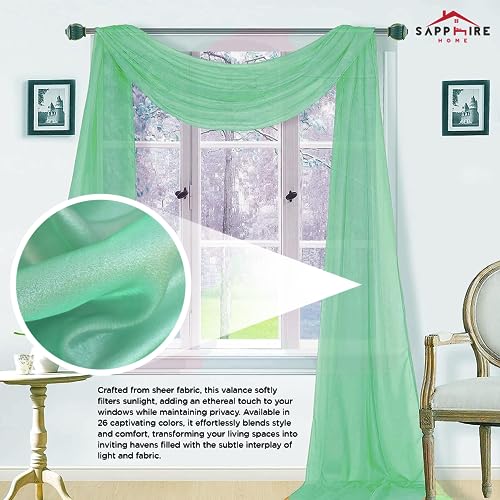 Sapphire Home Window Scarf Valance Curtains - Extra Long Sheer Valances for Windows - Voile Swag Curtains for Living Room, Kitchen, and Bedroom Decor, Weddings, Events - 37" x 216" - 1 pc - Royal Blue