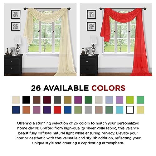 Sapphire Home Window Scarf Valance Curtains - Extra Long Sheer Valances for Windows - Voile Swag Curtains for Living Room, Kitchen, and Bedroom Decor, Weddings, Events - 37" x 216" - 1 pc - Royal Blue