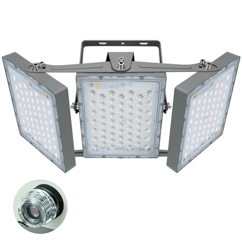 STASUN LED Flood Lights Outdoor, 300W 27000LM Dusk to Dawn Security Light with Photocell, IP66 Waterproof, 5000K, 3 Heads Adjustable Wide Outside Lighting for Area Parking Lot, Yard, Street, Stadium