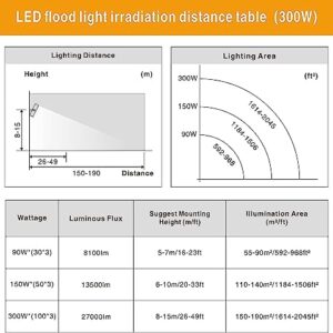 STASUN LED Flood Lights Outdoor, 300W 27000LM Dusk to Dawn Security Light with Photocell, IP66 Waterproof, 5000K, 3 Heads Adjustable Wide Outside Lighting for Area Parking Lot, Yard, Street, Stadium