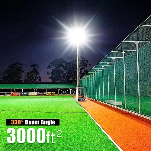 STASUN LED Flood Lights Outdoor, 300W 27000LM Dusk to Dawn Security Light with Photocell, IP66 Waterproof, 5000K, 3 Heads Adjustable Wide Outside Lighting for Area Parking Lot, Yard, Street, Stadium