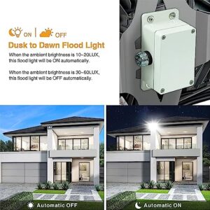 STASUN LED Flood Lights Outdoor, 300W 27000LM Dusk to Dawn Security Light with Photocell, IP66 Waterproof, 5000K, 3 Heads Adjustable Wide Outside Lighting for Area Parking Lot, Yard, Street, Stadium