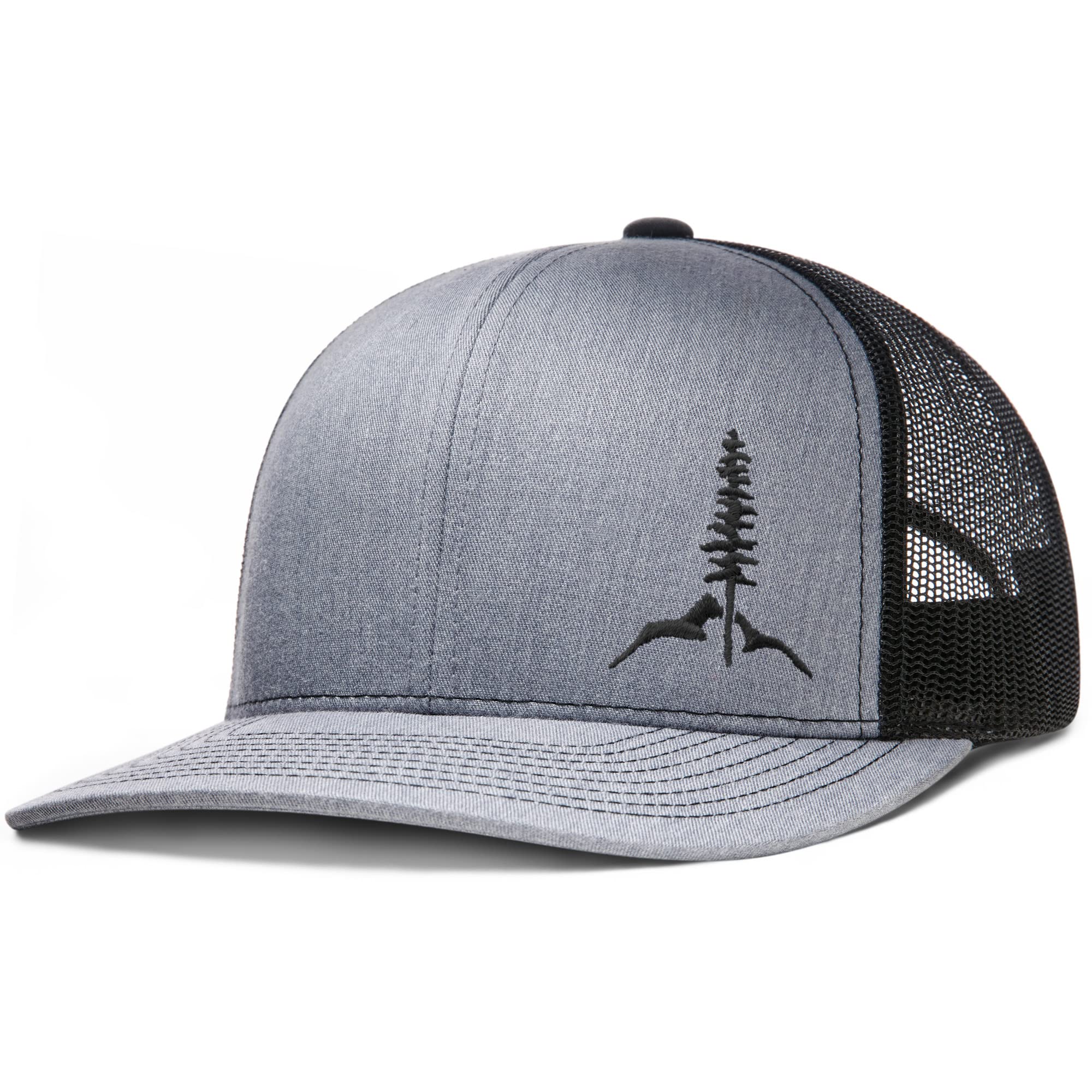 LARIX Trucker Hat - Tamarack Mountain, Heather/Black, NoSweat Hat Liner Included