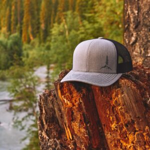 LARIX Trucker Hat - Tamarack Mountain, Heather/Black, NoSweat Hat Liner Included