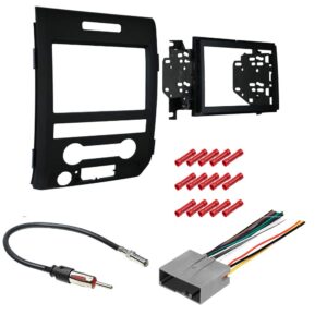 cachÉ kit6742 bundle with car stereo installation kit for ford f150 2013 – 2014 in dash mounting kit, antenna, harness for double din radio receivers (4 item)