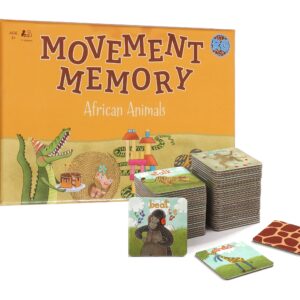 Movement Memory Game for Toddlers 2-4 Years – Educational Matching Game w/ African Animals - Memory Card Game with 28 Sets - Memorize and Match - Exercise & Improve Memory, Focus & concentration