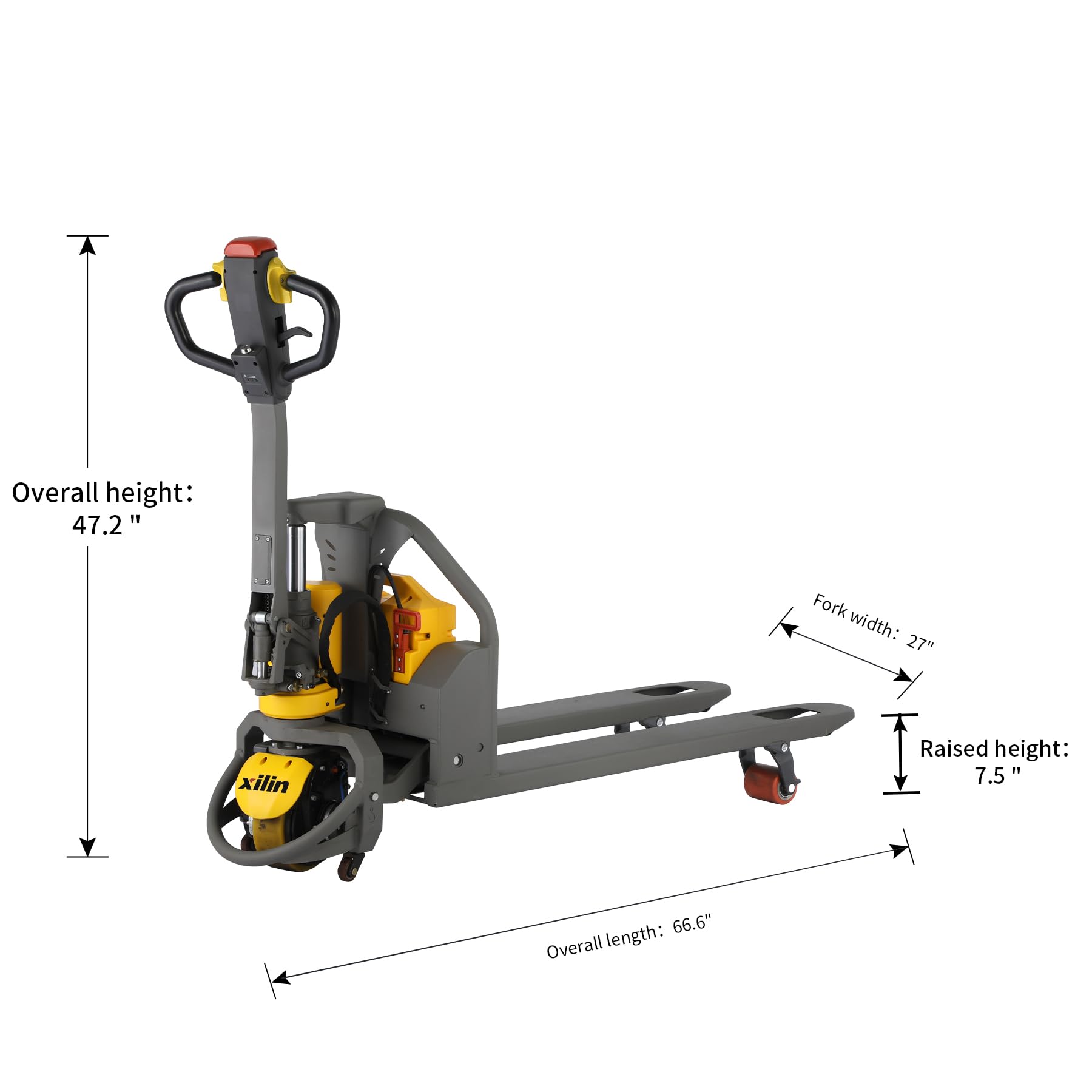 Xilin Electric Powered Pallet Jack 3300lbs Capacity Lithium Battery Walkie Pallet Truck 48"x27" Fork Size