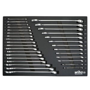 wiha 30492 31 piece combination wrench tray set - sae and metric