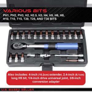 ABN 1/4 Drive Inch Pound Torque Wrench Set - 90 Tooth Dual Direction 20-200in-lb Adjustable Torque Wrench 2-23nm Mountain Bike Torque Wrench Set