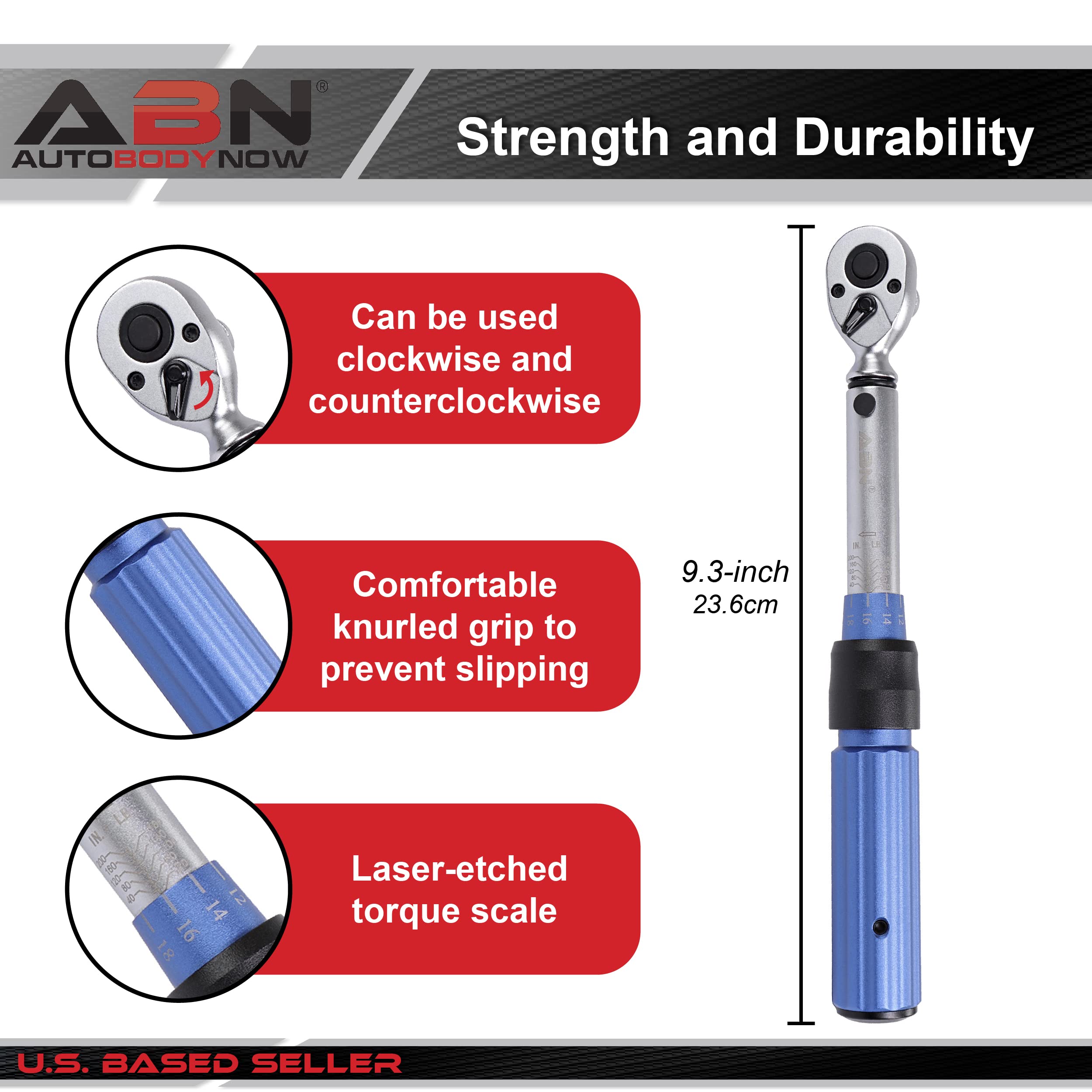 ABN 1/4 Drive Inch Pound Torque Wrench Set - 90 Tooth Dual Direction 20-200in-lb Adjustable Torque Wrench 2-23nm Mountain Bike Torque Wrench Set