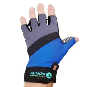 waterline half finger paddling gloves for kayaks, canoes and sup paddle boards (large)