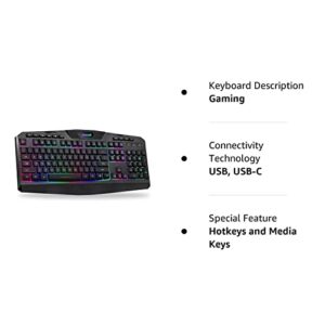 Redragon K503 Wireless Gaming Keyboard, RGB LED Backlit, Multimedia Keys, Silent Membrane Keyboard with Wrist Rest for Windows PC Games (Black)