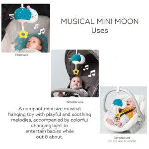 Taf Toys Musical Mini Moon, On-The-Go Pull Down Hanging Music and Lights Infant Toy | Parent and Baby’s Travel Companion, Soothe Baby, Keeps Baby Relaxed While Strolling, for Newborns and Up