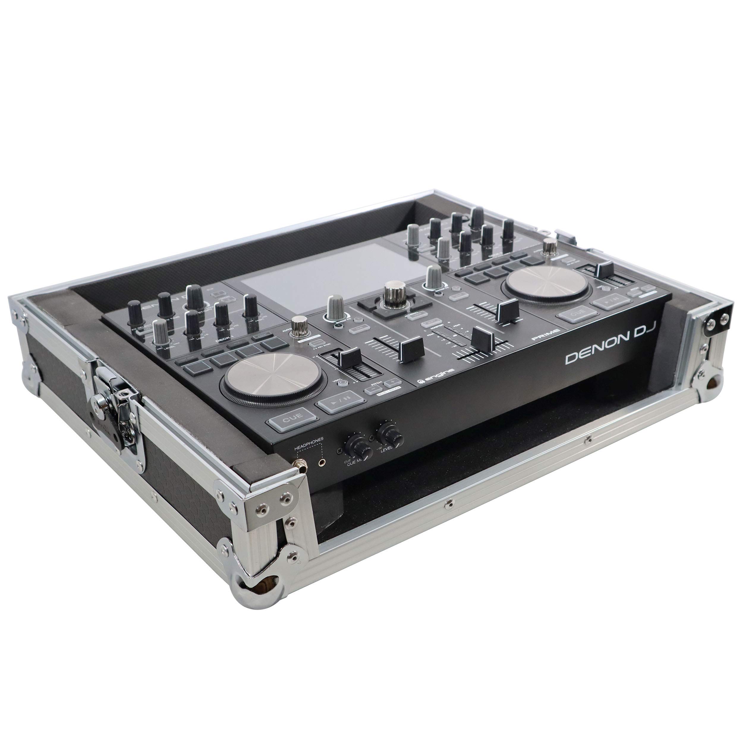 ProX X-PRIMEGO ATA Style Flight Travel hard Case for Denon DJ Prime Go Digital Controller - Silver On Black