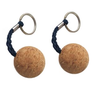 35mm floating cork ball keyring float keychain for kayaking boating fishing kite surfing sailing kayak, pack of 2