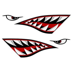 rejoye 2pcs kayak stickers decals waterproof shark teeth mouth reflective boat decals stickers for fishing canoe bboat kayaking accesories