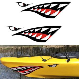 REJOYE 2Pcs Kayak Stickers Decals Waterproof Shark Teeth Mouth Reflective Boat Decals Stickers for Fishing Canoe Bboat Kayaking Accesories