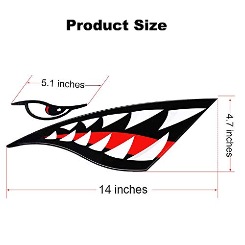 REJOYE 2Pcs Kayak Stickers Decals Waterproof Shark Teeth Mouth Reflective Boat Decals Stickers for Fishing Canoe Bboat Kayaking Accesories