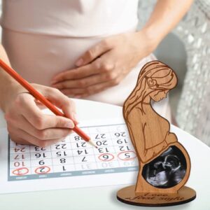 Heart's Sign Baby Ultrasound Photo Frame - Expecting Mom Gift for Pregnant Friend | Pregnant Wife Gifts From Husband | Sonogram Frame Gift for Pregnant Women (Natural Wood - 7.8x4.7'')