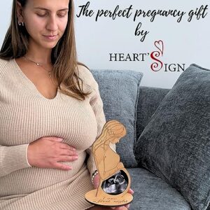 Heart's Sign Baby Ultrasound Photo Frame - Expecting Mom Gift for Pregnant Friend | Pregnant Wife Gifts From Husband | Sonogram Frame Gift for Pregnant Women (Natural Wood - 7.8x4.7'')