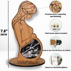 Heart's Sign Baby Ultrasound Photo Frame - Expecting Mom Gift for Pregnant Friend | Pregnant Wife Gifts From Husband | Sonogram Frame Gift for Pregnant Women (Natural Wood - 7.8x4.7'')