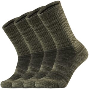 ortis men's merino wool cushion crew socks with moisture wicking control light weight breathable for outdoor hiking cycling(green l)