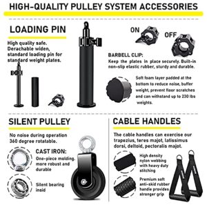 GAGAGYM Home Gym Pulley System, Tricep Workout Pulley System for LAT Pulldown, Biceps Curl, Triceps, Shoulders, Back, Forearm Workout, Weight Cable Pulley System for Squat Rack, Garage