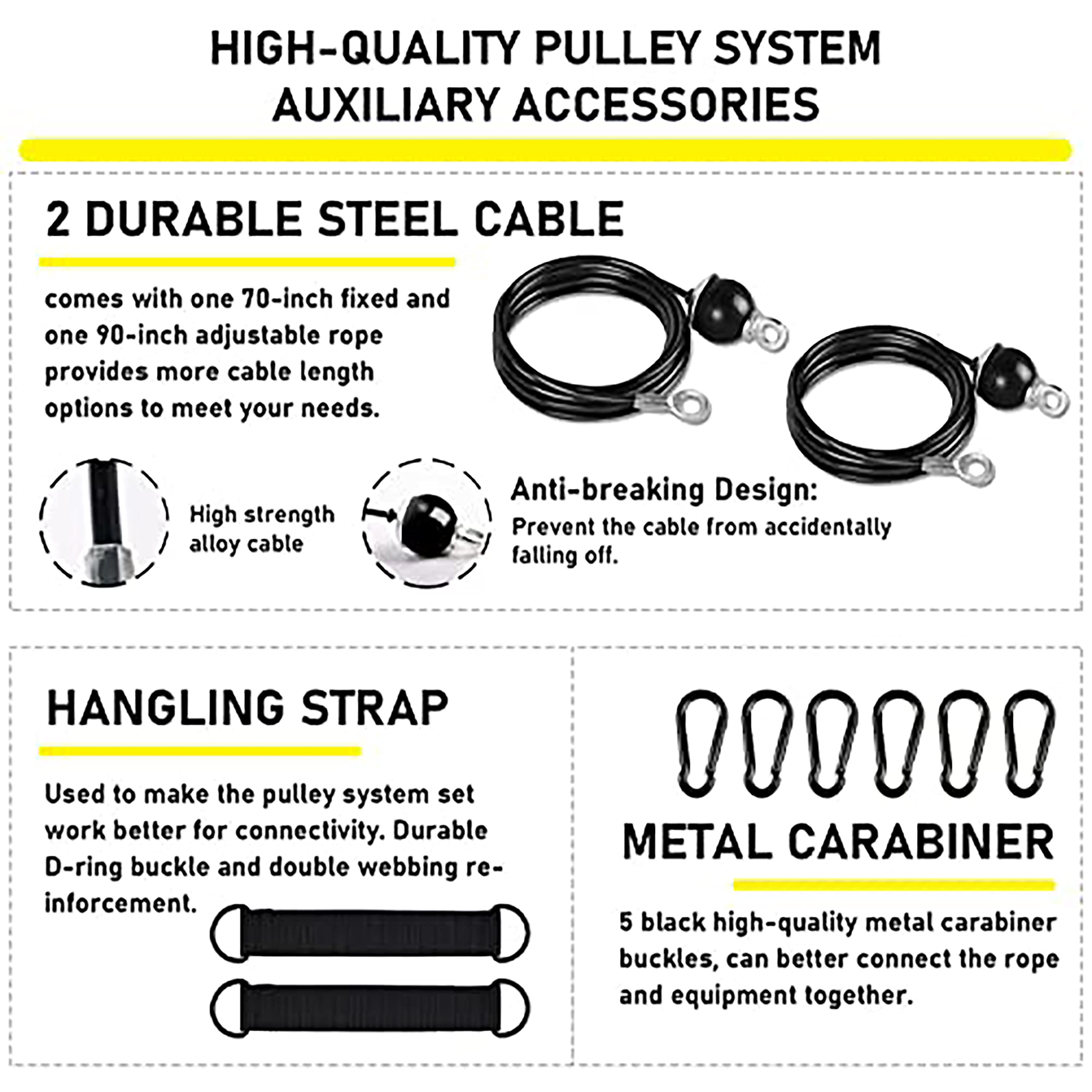 GAGAGYM Home Gym Pulley System, Tricep Workout Pulley System for LAT Pulldown, Biceps Curl, Triceps, Shoulders, Back, Forearm Workout, Weight Cable Pulley System for Squat Rack, Garage