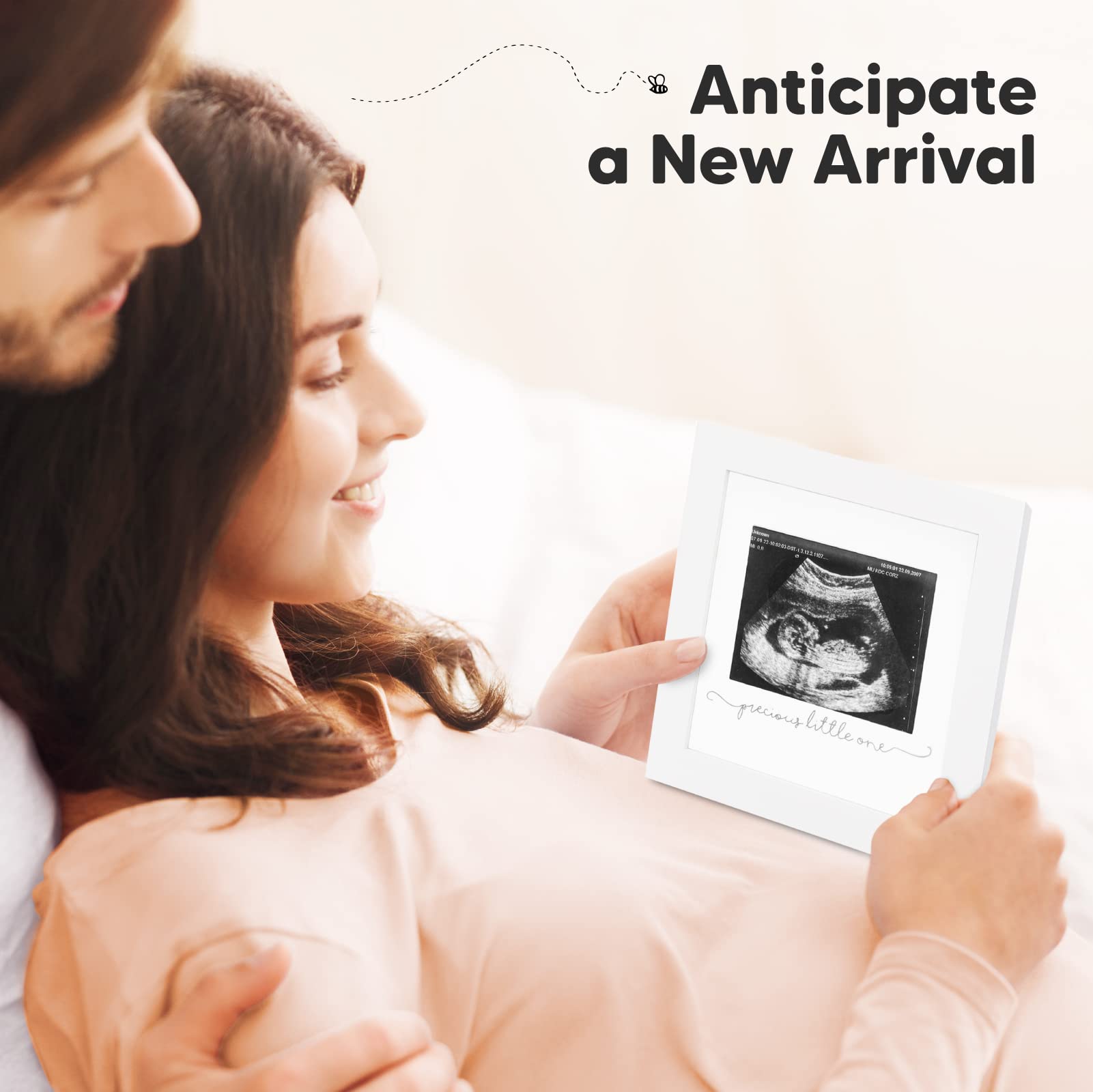 Baby Sonogram Picture Frame - Modern Ultrasound Frame for Mom to Be - Pregnancy Announcement Sonogram Photo Frames - Gender Reveal for Expecting Parents - First Time Dad Gifts (Alpine White)