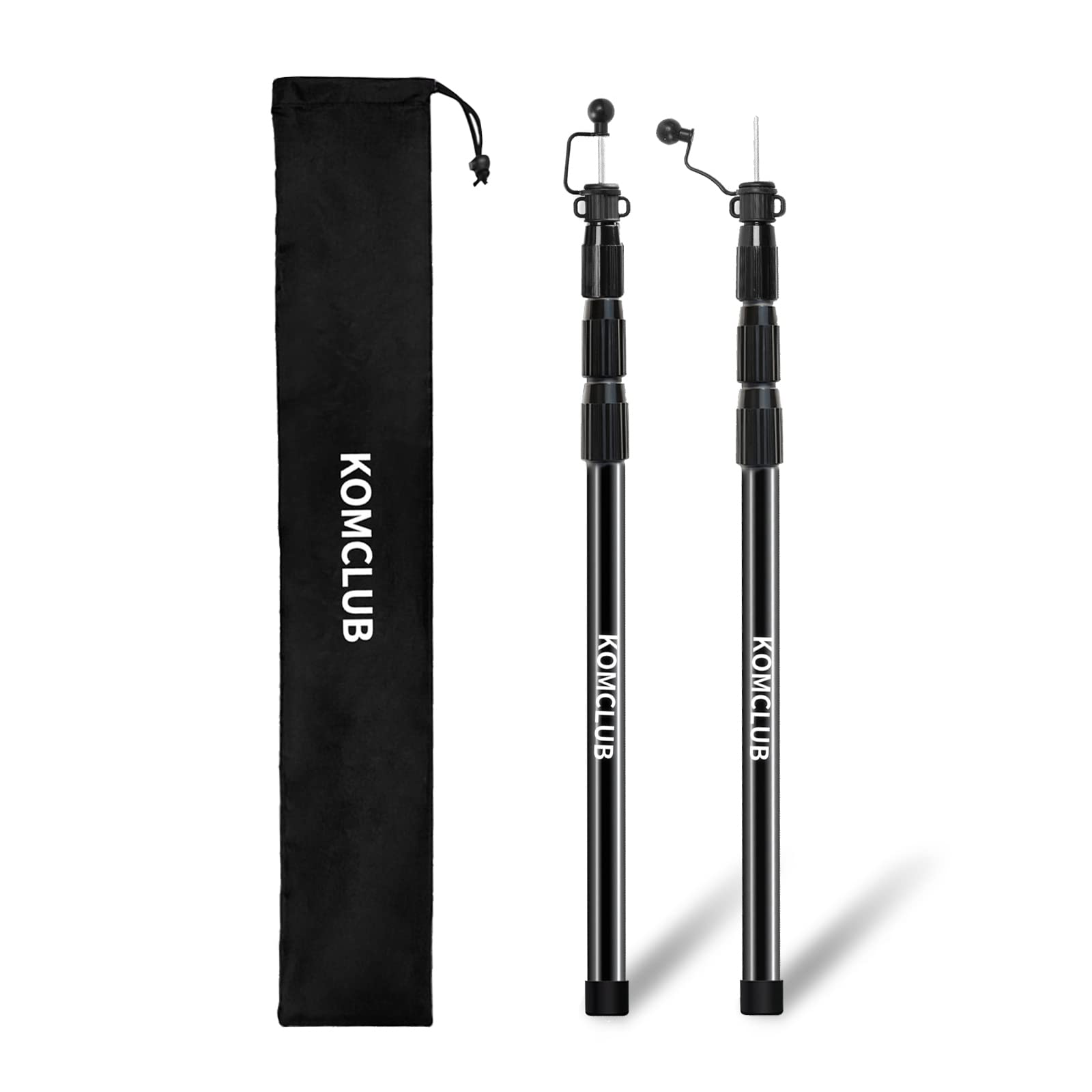 KOMCLUB Telescoping Tarp Poles Adjustable Tent Poles for Tarp Heavy-Duty Design Portable & Lightweight Fiberglass Tent Poles for Shelter Camping Awning 4 Sections Adjustable to 98.51 in(Set of 2)