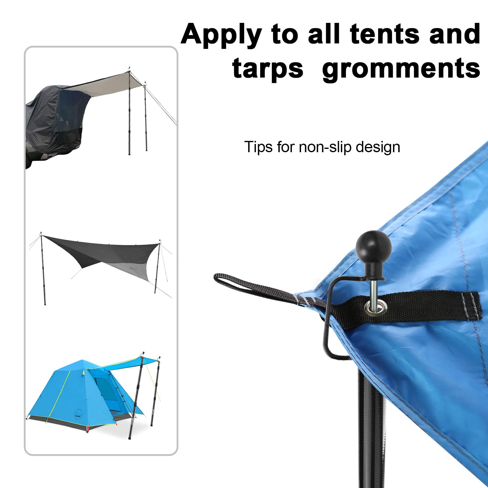 KOMCLUB Telescoping Tarp Poles Adjustable Tent Poles for Tarp Heavy-Duty Design Portable & Lightweight Fiberglass Tent Poles for Shelter Camping Awning 4 Sections Adjustable to 98.51 in(Set of 2)