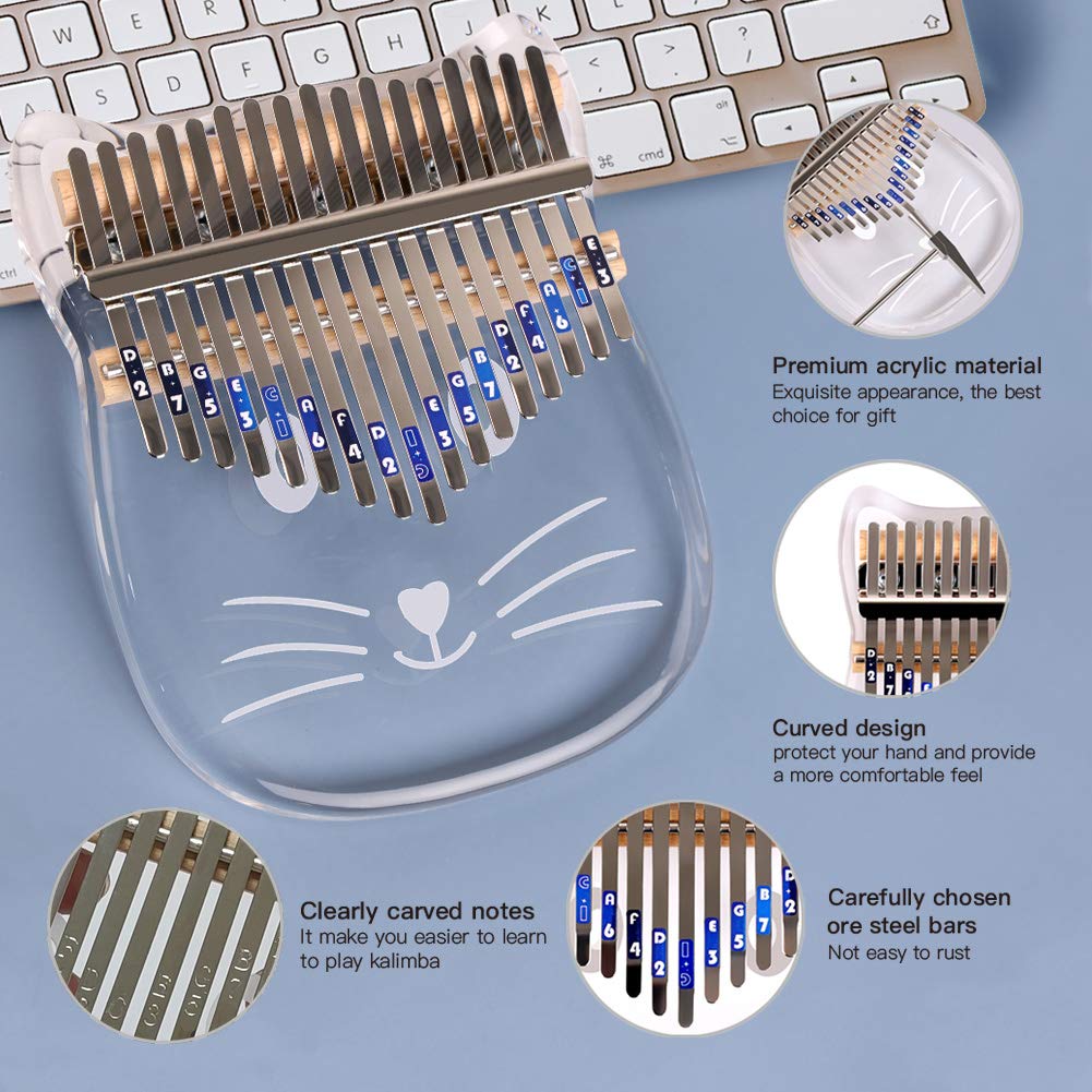 Kalimba Thumb Piano, Portable Finger Piano, Handheld Musical Instrument with Bag and Study Instruction