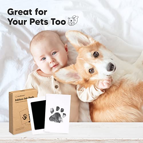 2-Pack Inkless Hand and Footprint Kit - Ink Pad for Baby Hand and Footprints - Dog Paw Print Kit,Dog Nose Print Kit - Baby Footprint Kit, Clean Touch Baby Foot Printing Kit, Handprint Kit (Jet Black)