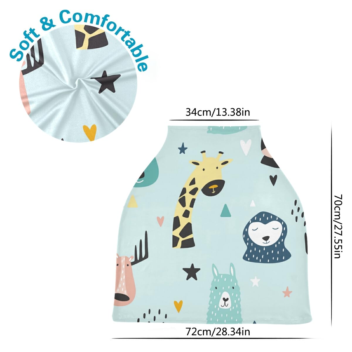 Koala and Llama Baby Car Seat Covers, Giraffe Nursing Cover Breastfeeding Scarf Soft Breathable Stretchy Coverage Multi-Use Cover Ups, Baby Gift for Boys Girls